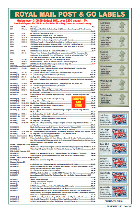 Rushstamps - 'Post & Go' labels